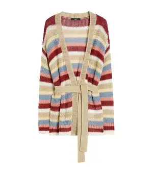 Max Mara Linen Open-knit Stripe Cardigan