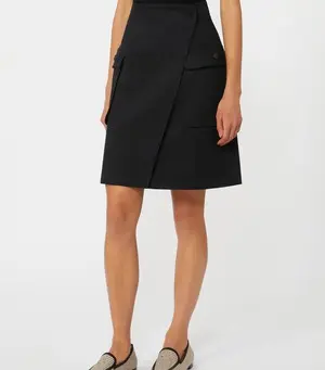 Max Mara Stretch Cotton Wrap Midi Skirt