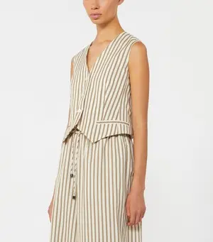 Max Mara Cotton-silk Stripe Waistcoat - Beige
