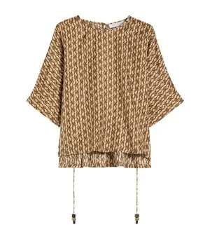 Max Mara Silk Printed Blouse - Beige