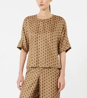 Max Mara Silk Printed Blouse - Beige