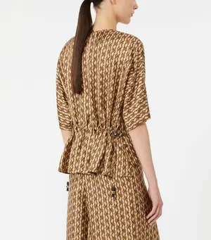 Max Mara Silk Printed Blouse - Beige