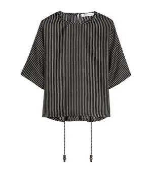 Max Mara Silk Stripe Short-sleeve Blouse - Black