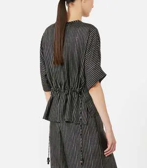 Max Mara Silk Stripe Short-sleeve Blouse - Black