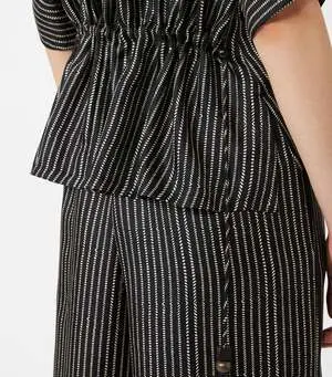 Max Mara Silk Stripe Short-sleeve Blouse - Black