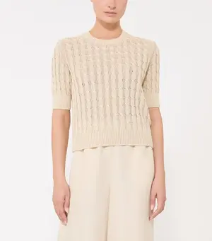 Max Mara Linen Cable-knit Sweater - Beige