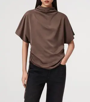 ALLSAINTS Draped Leslie Top - Brown