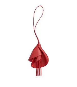 Ralph Lauren Lambskin Floral Bag Charm - Red