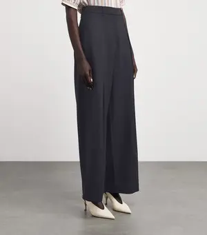 ME+EM Wool Pleated Tapered Trousers