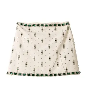 Miu Miu Cotton Embellished Mini Skirt