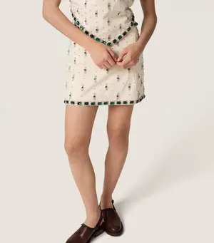 Miu Miu Cotton Embellished Mini Skirt