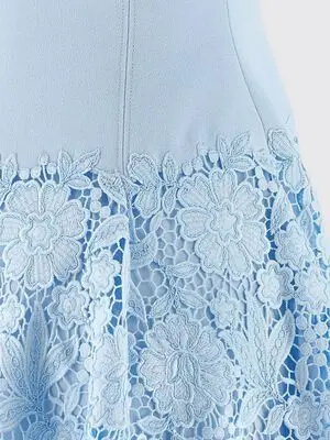 SELF-PORTRAIT Crêpe Mini Dress With Lace Inserts - Blue