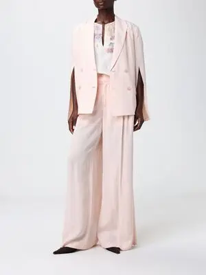 TWINSET Floral Print Linen Blouse With Balloon Sleeves