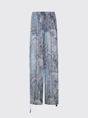 Etro Silk Blend Paisley Print Wide-leg Trousers - Blue