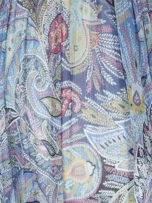Etro Silk Blend Paisley Print Wide-leg Trousers - Blue