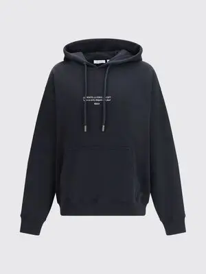 Off-White Cotton Hooded Sweatshirt - Black