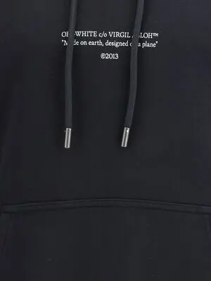 Off-White Cotton Hooded Sweatshirt - Black