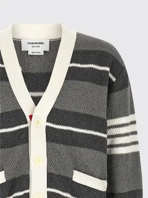 Thom Browne Striped Cotton Cardigan - Grey