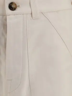 Brunello Cucinelli Wide Leg Linen And Cotton Trousers - White