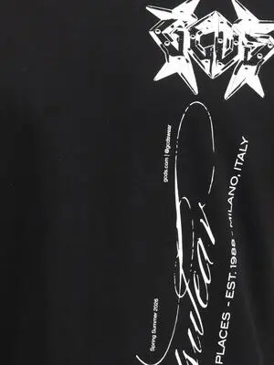 Gcds Printed Cotton T-shirt - Black