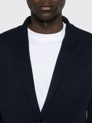 LARDINI Linen Single-breasted Blazer - Blue 1