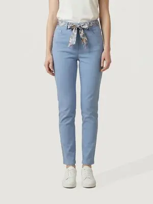 Liu Jo Slim Fit Embroidered Denim Jeans - Sky Blue