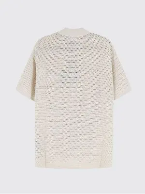 REPRESENT Cotton Blend Crochet Knit Polo Shirt