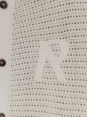 REPRESENT Cotton Blend Crochet Knit Polo Shirt