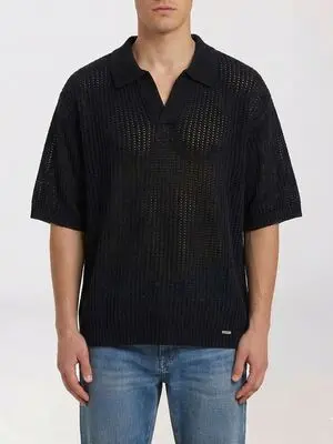REPRESENT Cotton Blend Knit Polo Shirt - Black