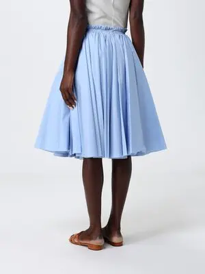 AMI Paris Pleated Cotton Midi Skirt - Blue
