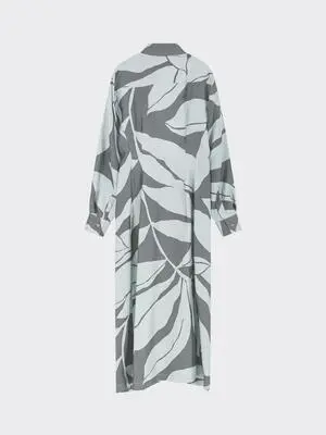 Max Mara Printed Silk Shirt Dress - Green