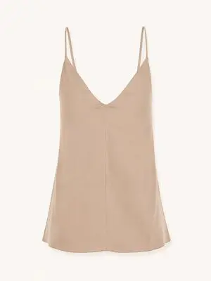 Brunello Cucinelli Silk Spaghetti Strap Top - Sand