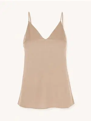 Brunello Cucinelli Silk Spaghetti Strap Top - Sand
