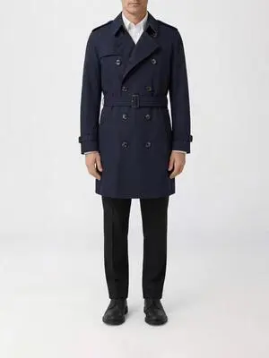 Burberry Double Breasted Trench Coat - Blue