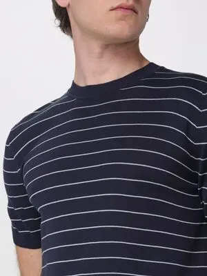 LARDINI Striped Knit Pullover - Blue