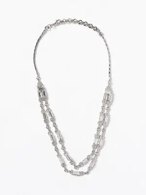 Alessandra Rich Brass Necklace With Crystal Embellishments - Silver