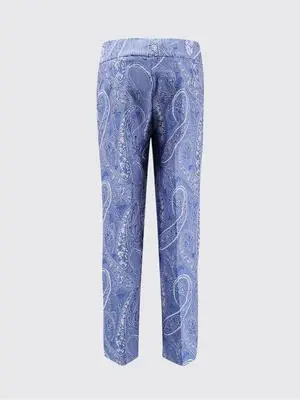 Etro Paisley Print Flared Silk Blend Trousers - Blue