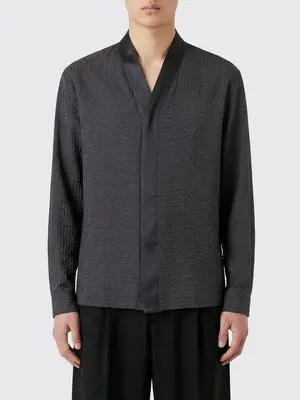 Giorgio Armani Textured Shawl Collar Shirt - Black