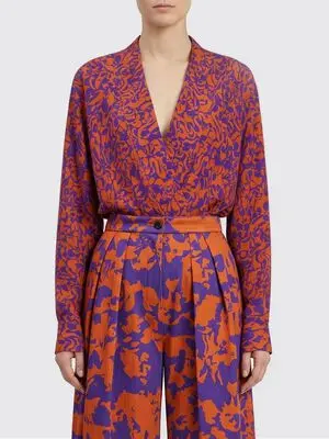 Dries Van Noten Abstract Print Viscose Crêpe Blouse - Orange
