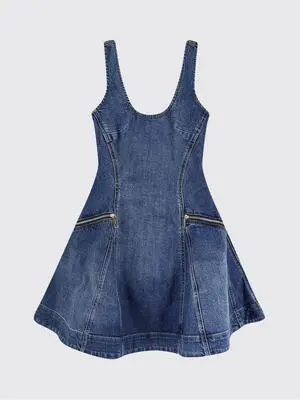 SELF-PORTRAIT Sleeveless Denim Dress With Zip Detail