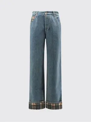 Burberry Cotton Denim Wide Leg Jeans - Blue