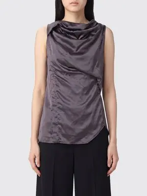 Rick Owens Sleeveless Cupro High Neck Top - Grey