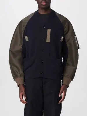 Sacai Cotton Blend V-neck Cardigan - Navy