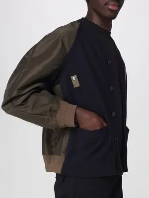 Sacai Cotton Blend V-neck Cardigan - Navy