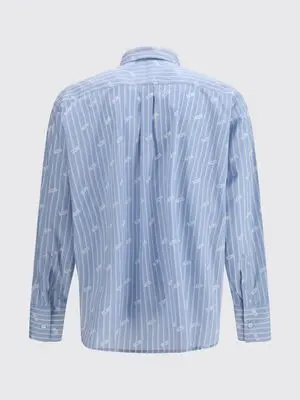 Gcds Striped Logo Cotton Casual Shirt - Gnawed Blue