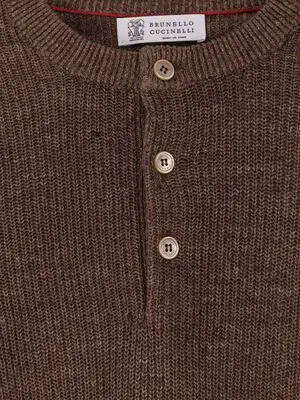 Brunello Cucinelli Linen And Cotton Blend Ribbed Crewneck Polo