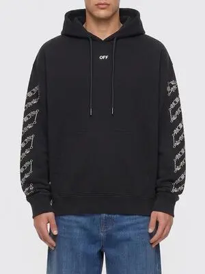 Off-White Cotton Hoodie With Logo Detail - Black