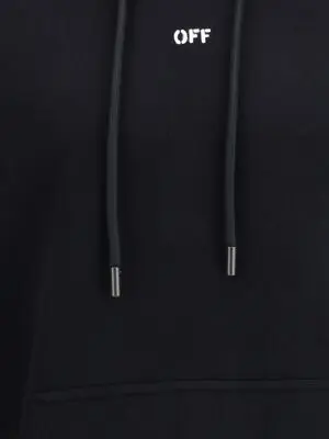 Off-White Cotton Hoodie With Logo Detail - Black