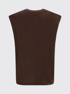 Gcds Sleeveless Top In Cotton With Logo - Coffee