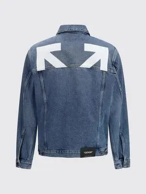 Off-White Denim Jacket With Arrow Logo - Gnawed Blue